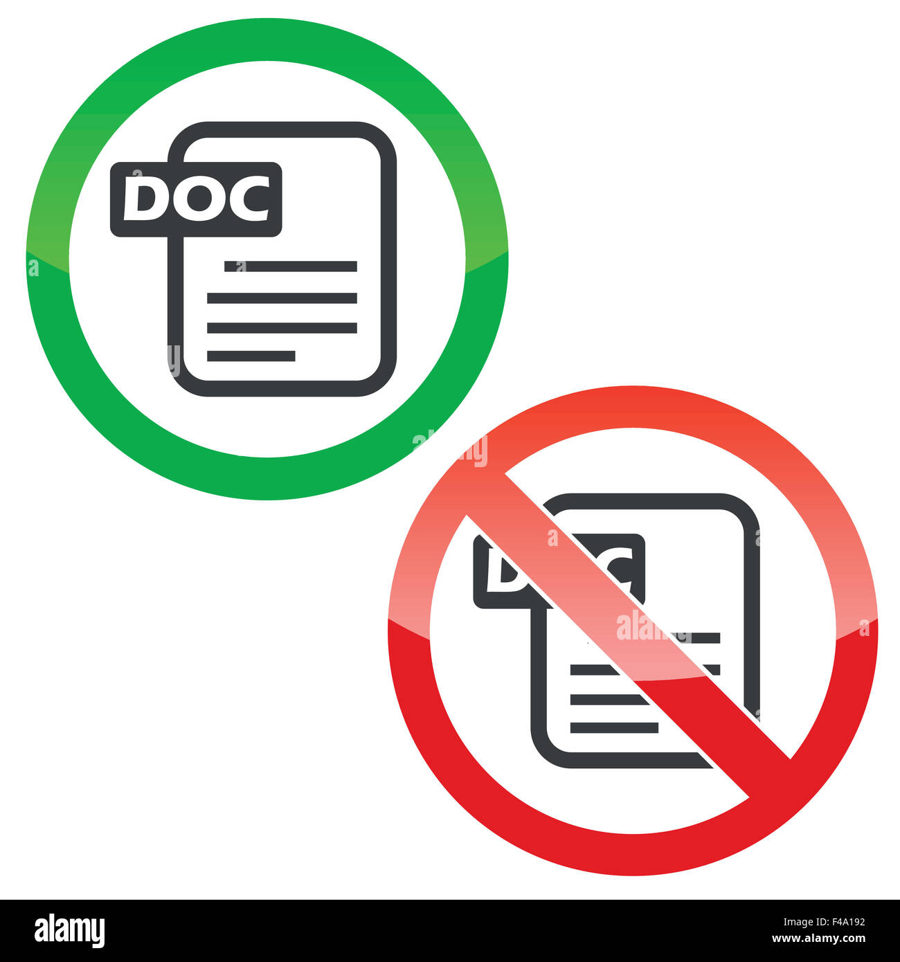 DOC file permission signs set Stock Photo - Alamy