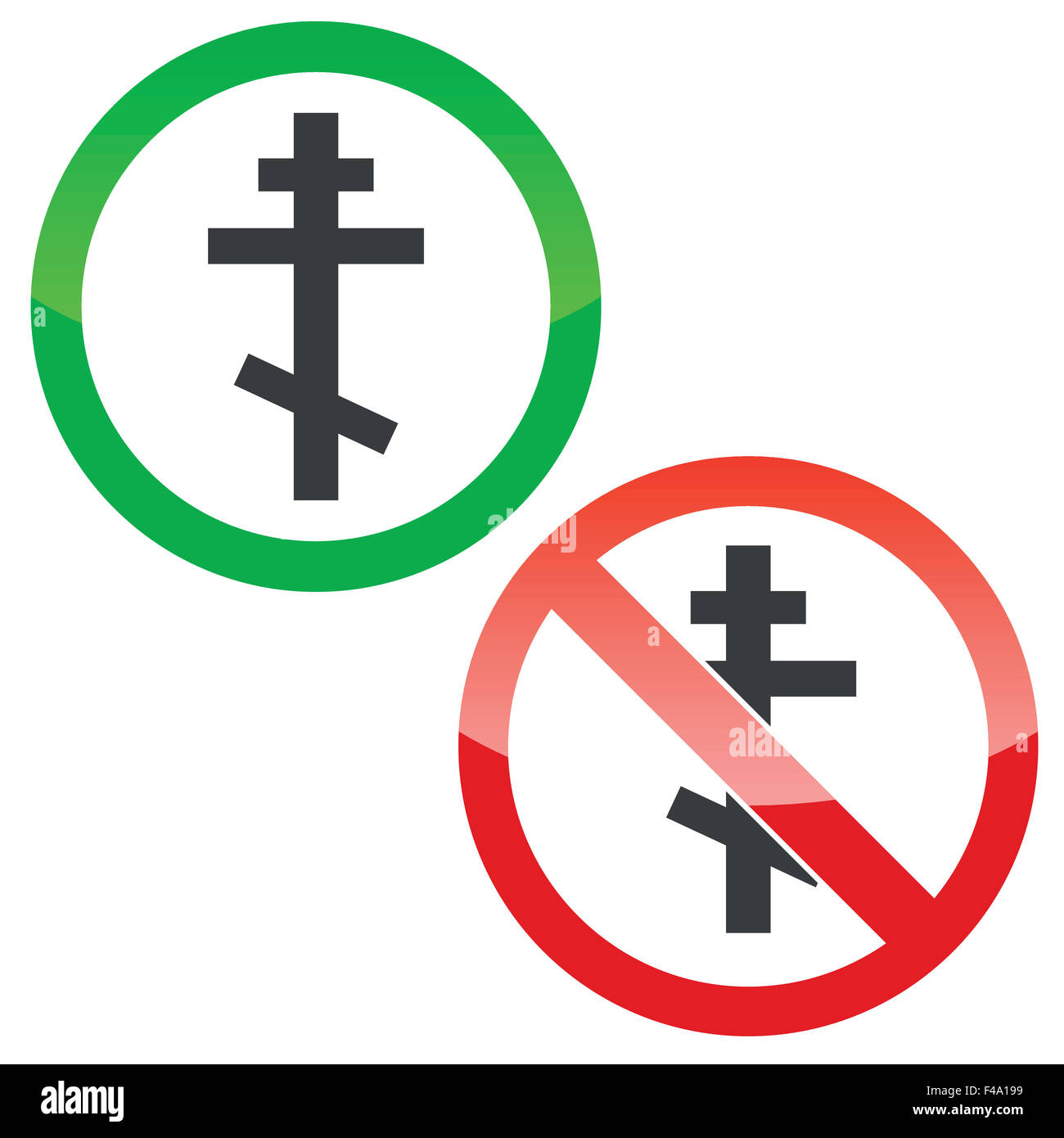 Orthodox cross permission signs set Stock Photo - Alamy