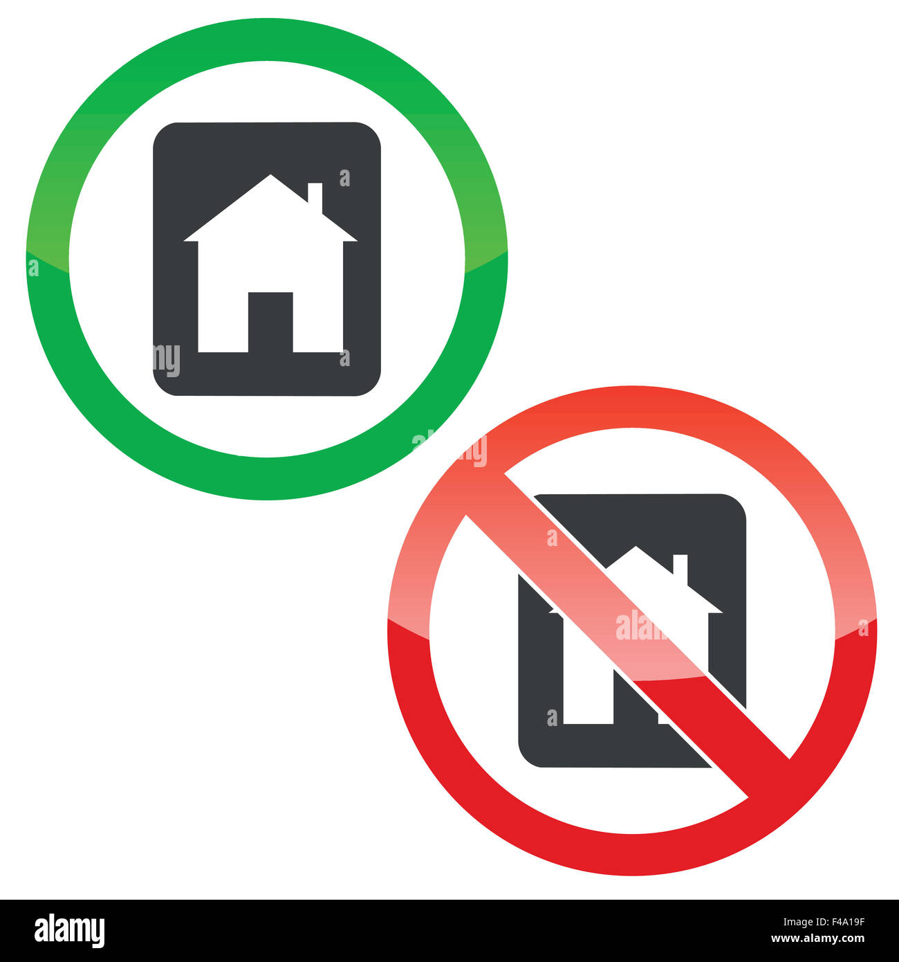 House tablet permission signs set Stock Photo - Alamy