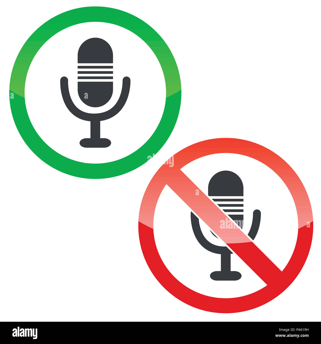 Microphone permission signs set Stock Photo - Alamy
