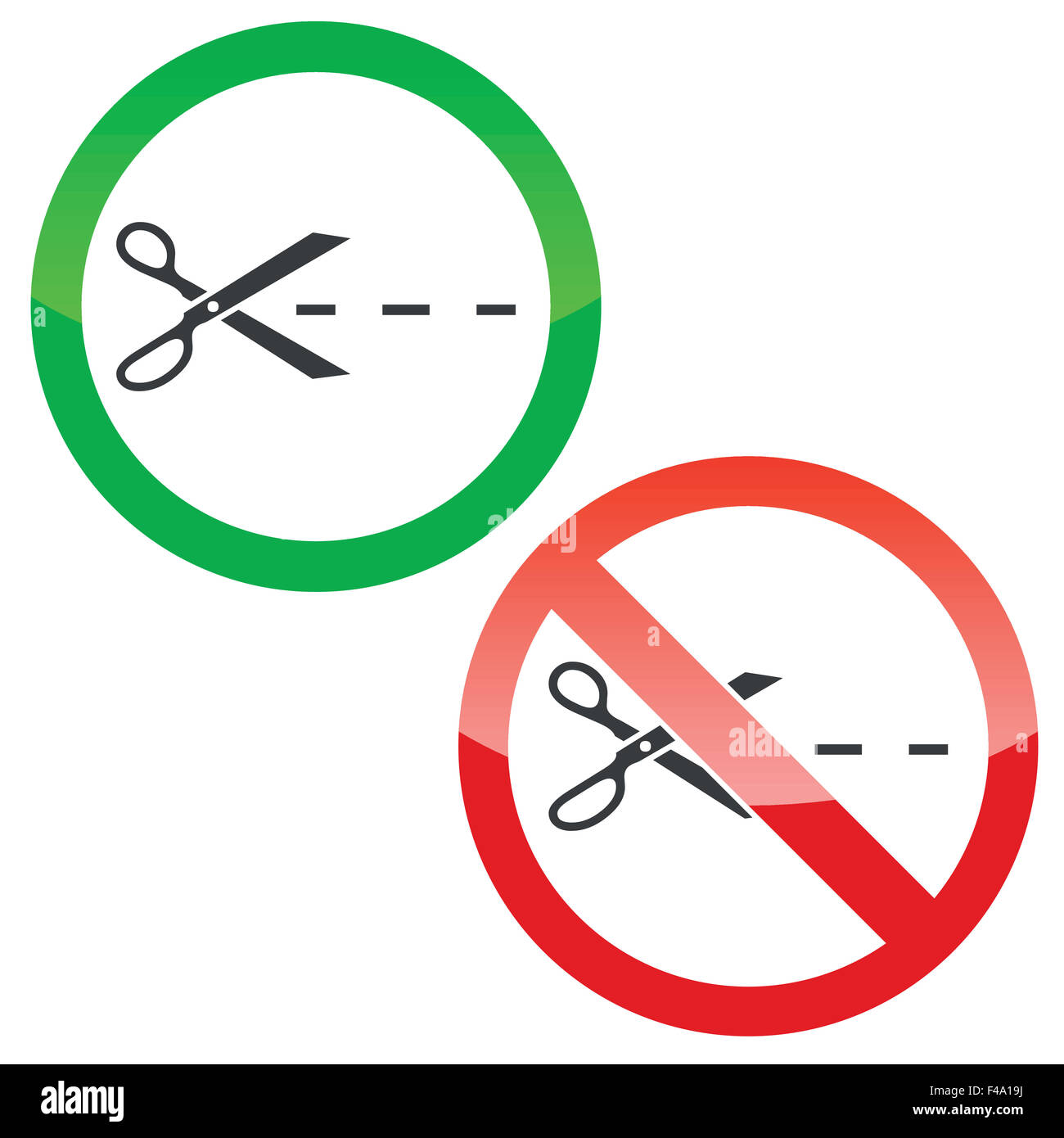 Cut permission signs set Stock Photo - Alamy