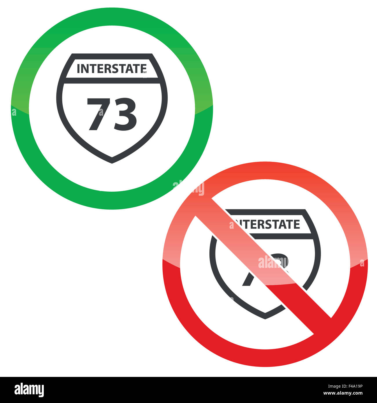 Interstate 73 permission signs set Stock Photo - Alamy