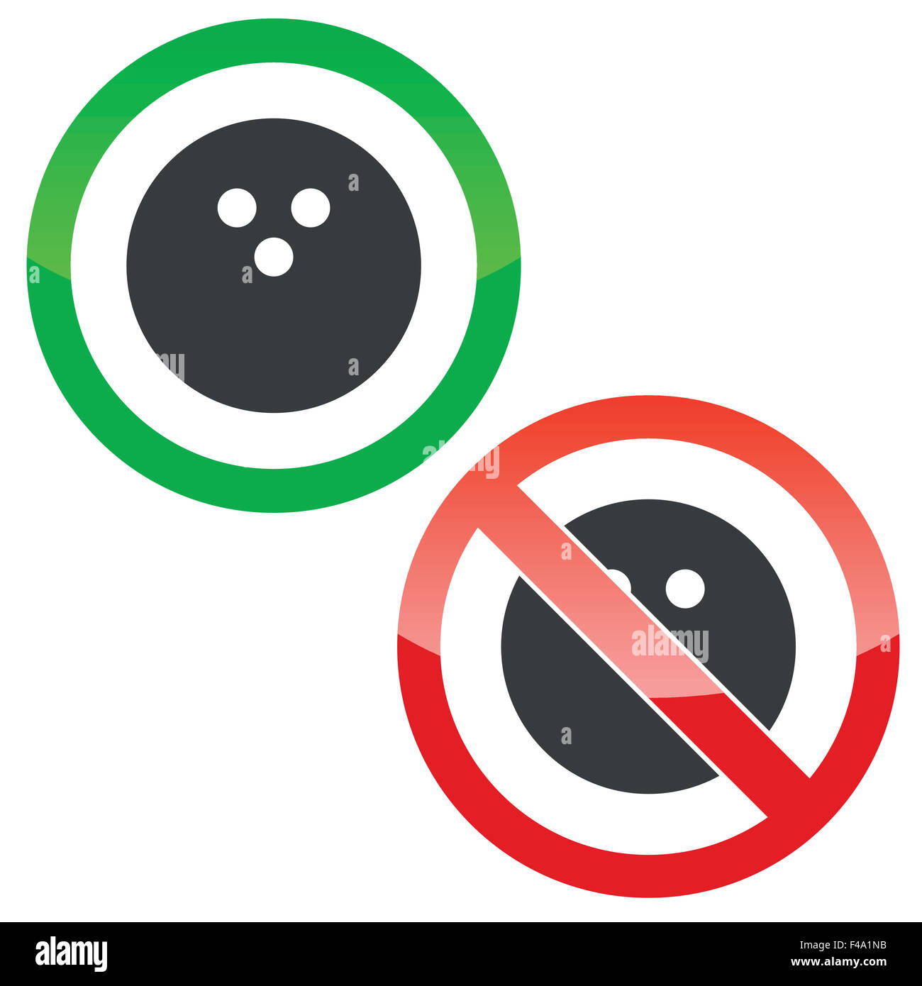 Bowling permission signs set Stock Photo - Alamy