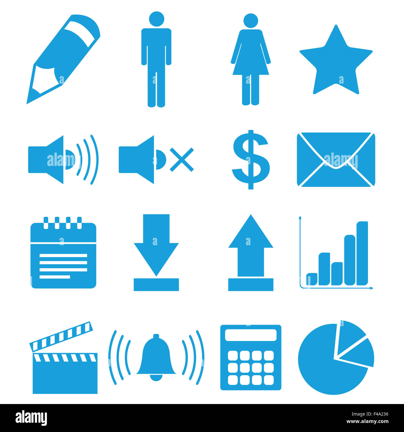 Flat blue icons set Stock Photo - Alamy