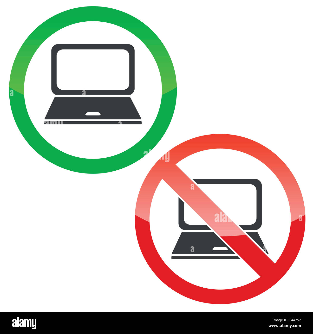Laptop permission signs set Stock Photo - Alamy