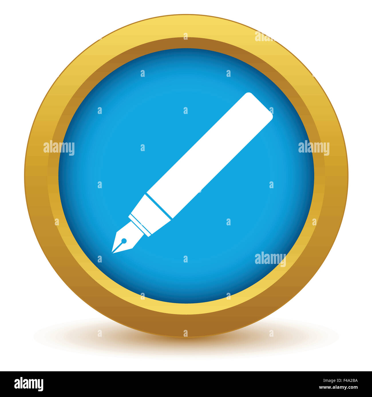 Gold pen icon Stock Photo - Alamy