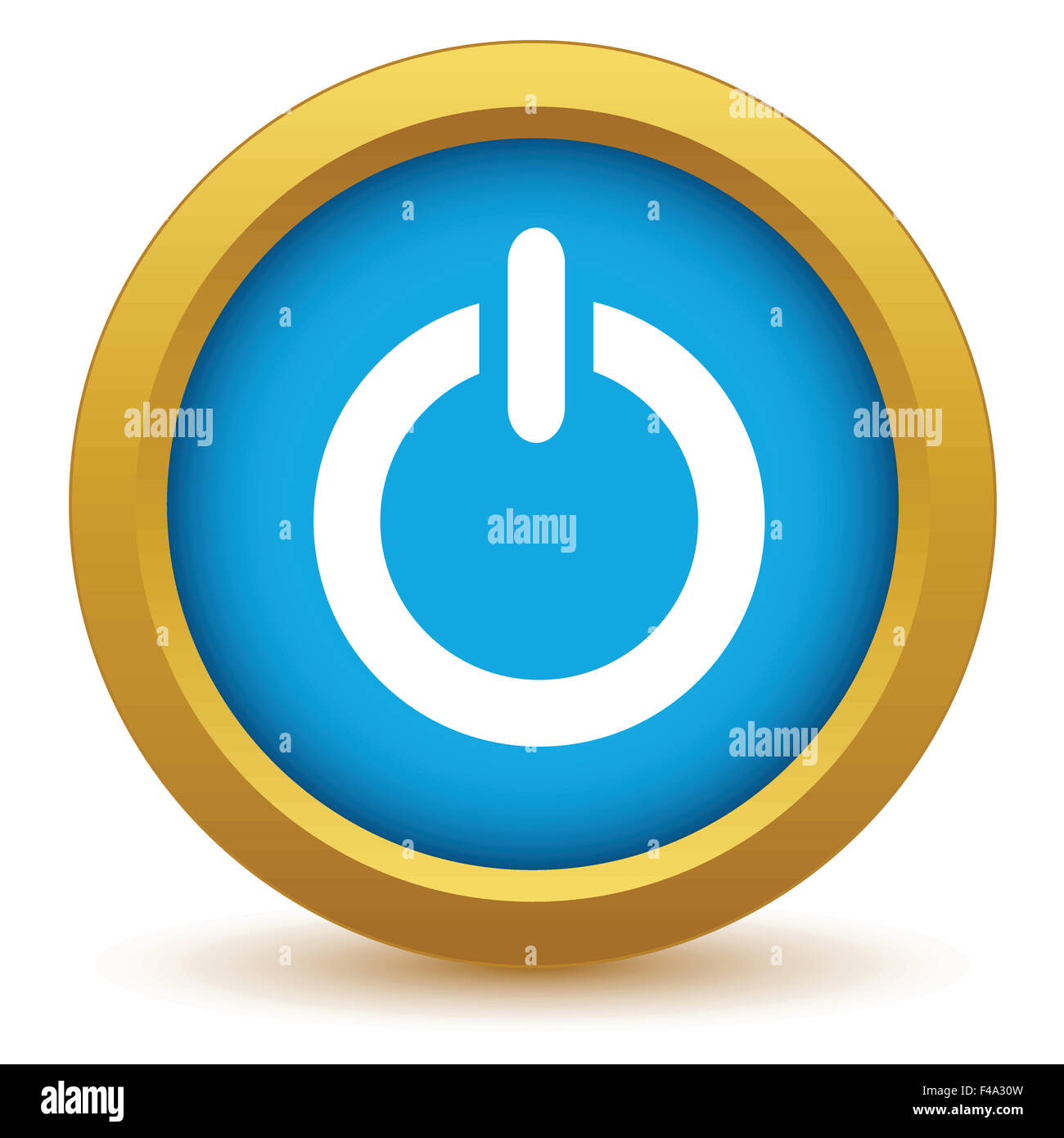Gold power icon Stock Photo - Alamy