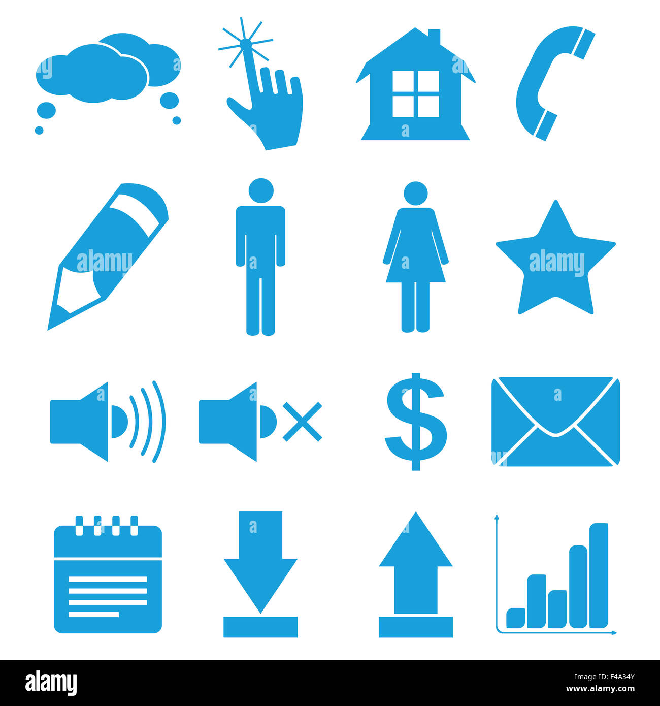 Blue flat icons set Stock Photo - Alamy