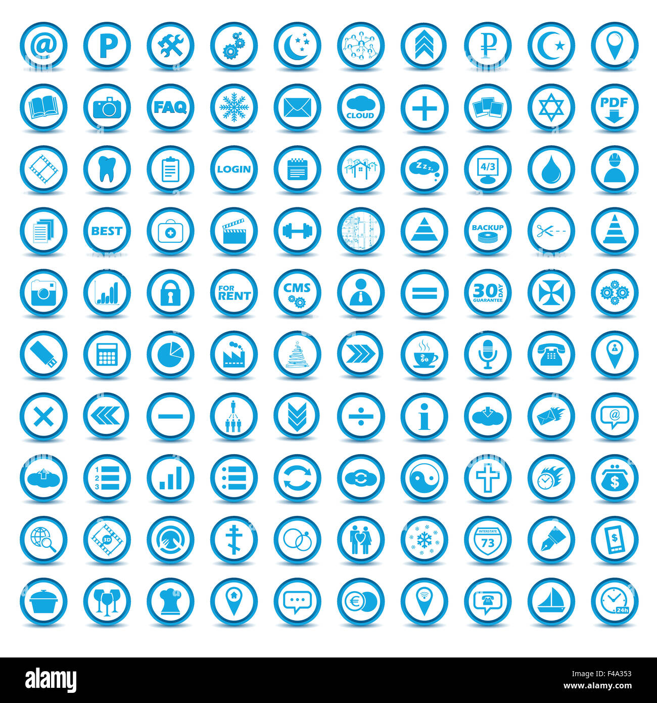 Big blue icons set Stock Photo - Alamy