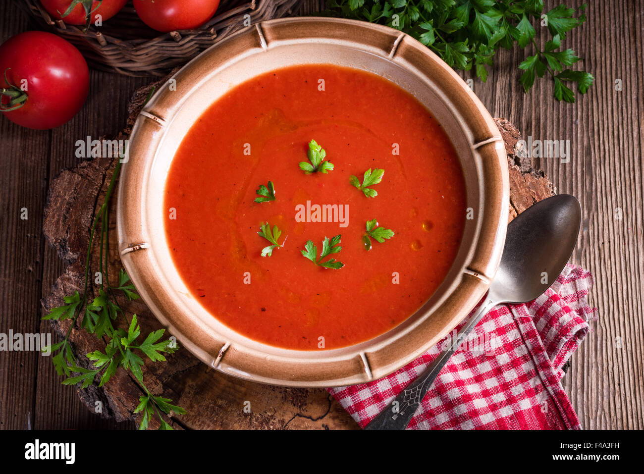 Rustic tomato soup Stock Photo - Alamy