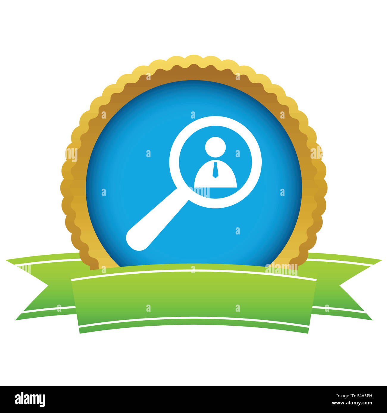 Gold search person logo Stock Photo - Alamy