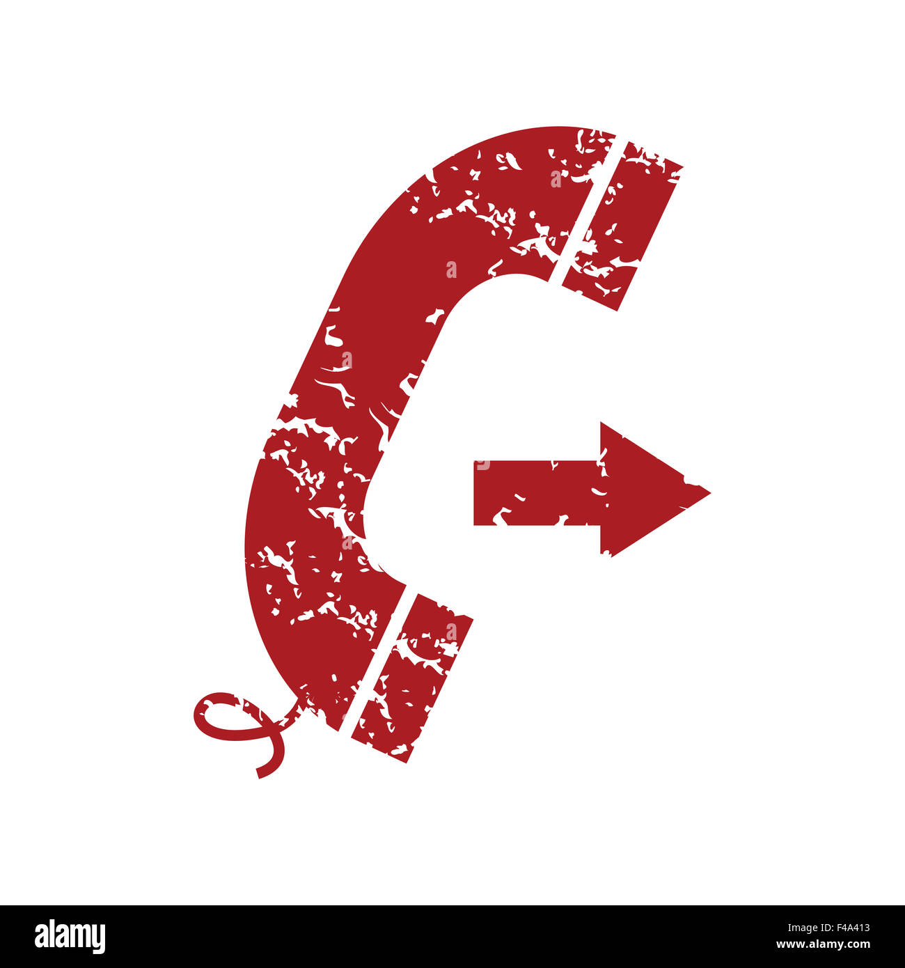 Red grunge outgoing call logo Stock Photo - Alamy