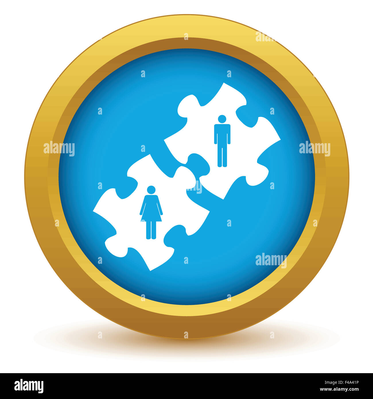 Gold love puzzle icon Stock Photo - Alamy
