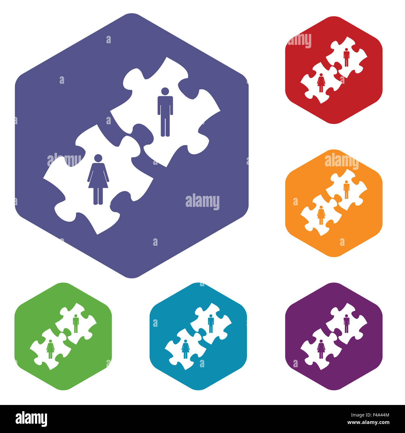 Love puzzle rhombus icons Stock Photo - Alamy