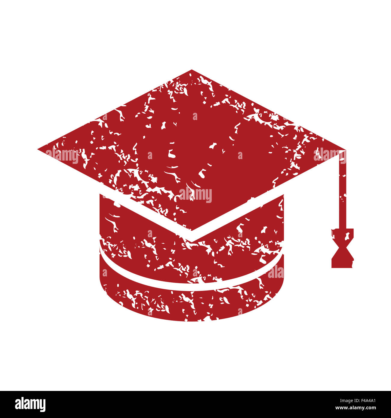 Red grunge graduate cap logo Stock Photo - Alamy