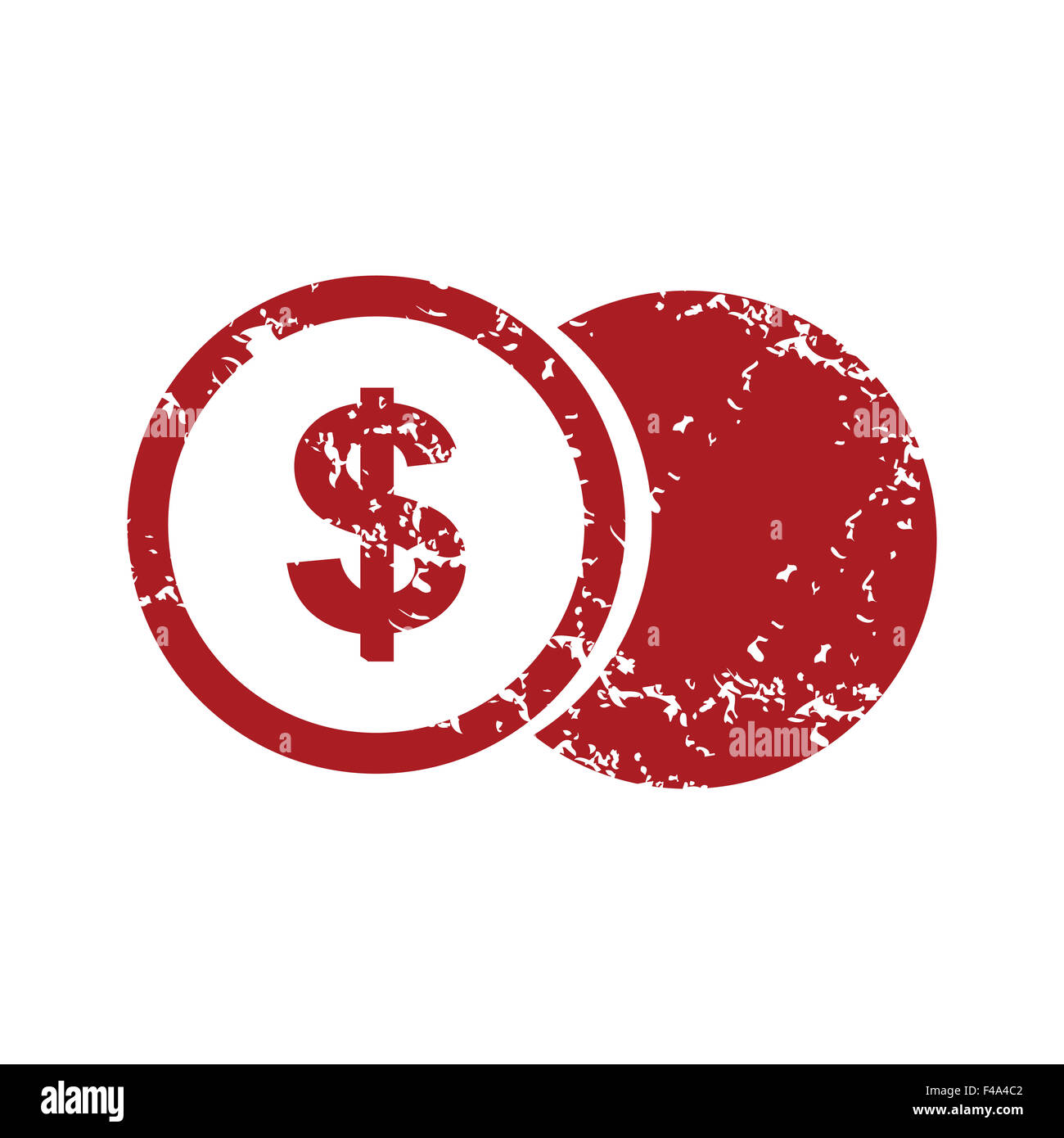 Red grunge dollar coin logo Stock Photo - Alamy