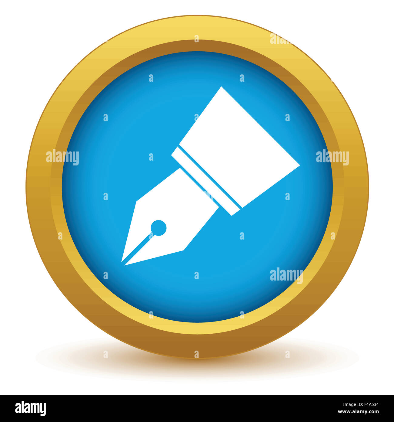 Gold pen icon Stock Photo - Alamy