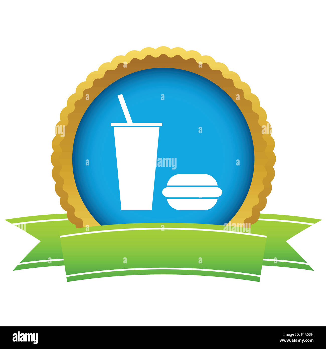 Gold burger with a drink logo Stock Photo - Alamy