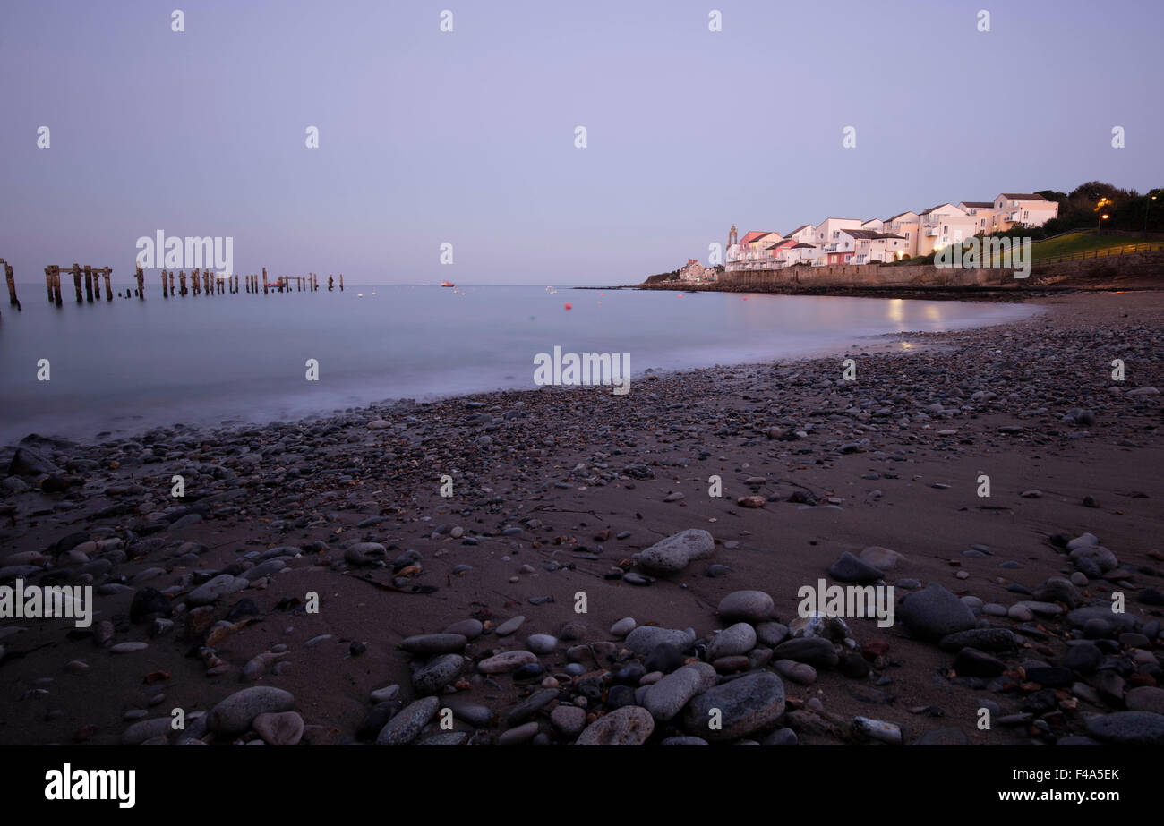 Long exposure night view of the beach at Swanage in Dorset on the ...