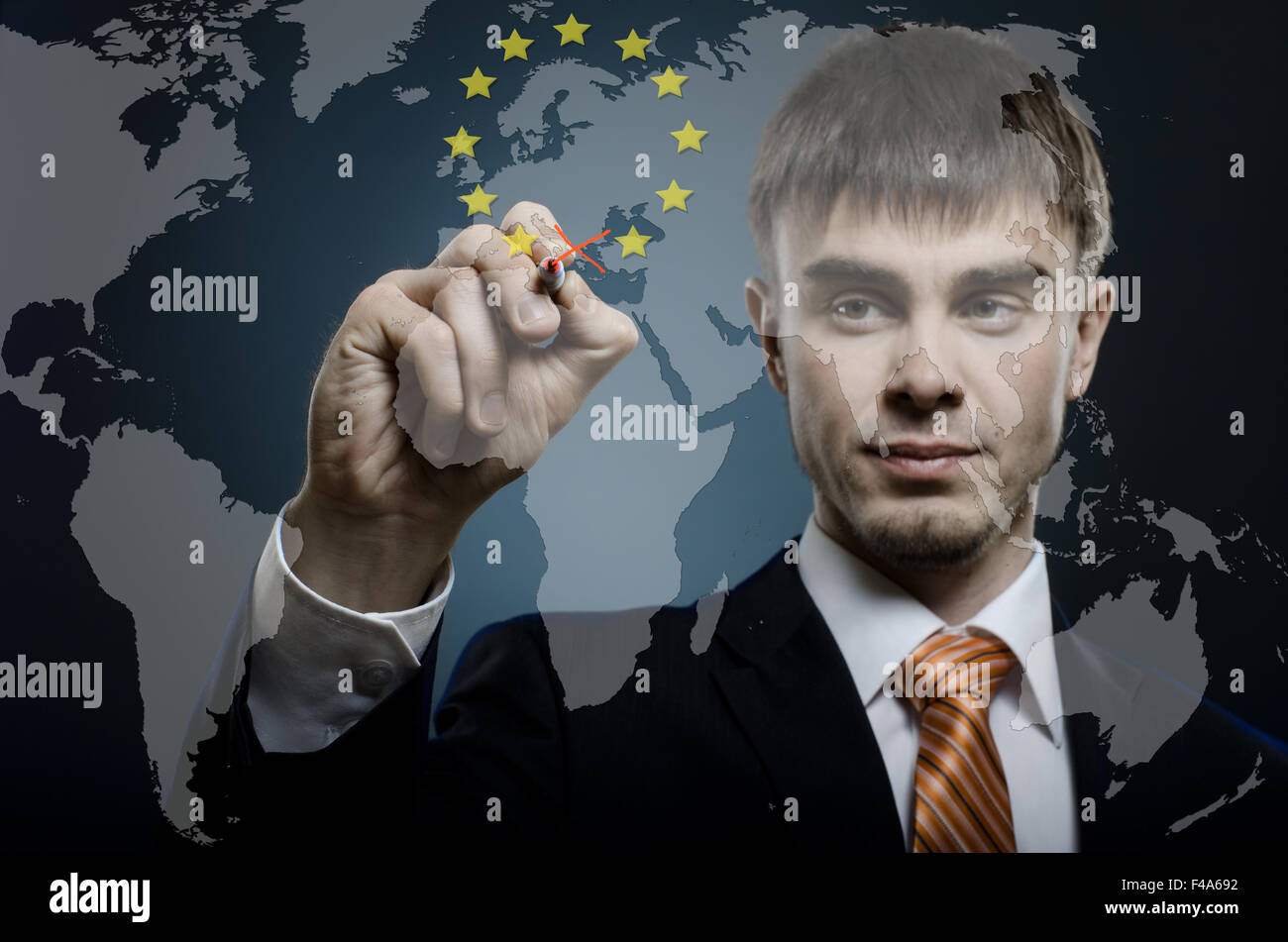 Businessman world map globe hi-res stock photography and images - Alamy