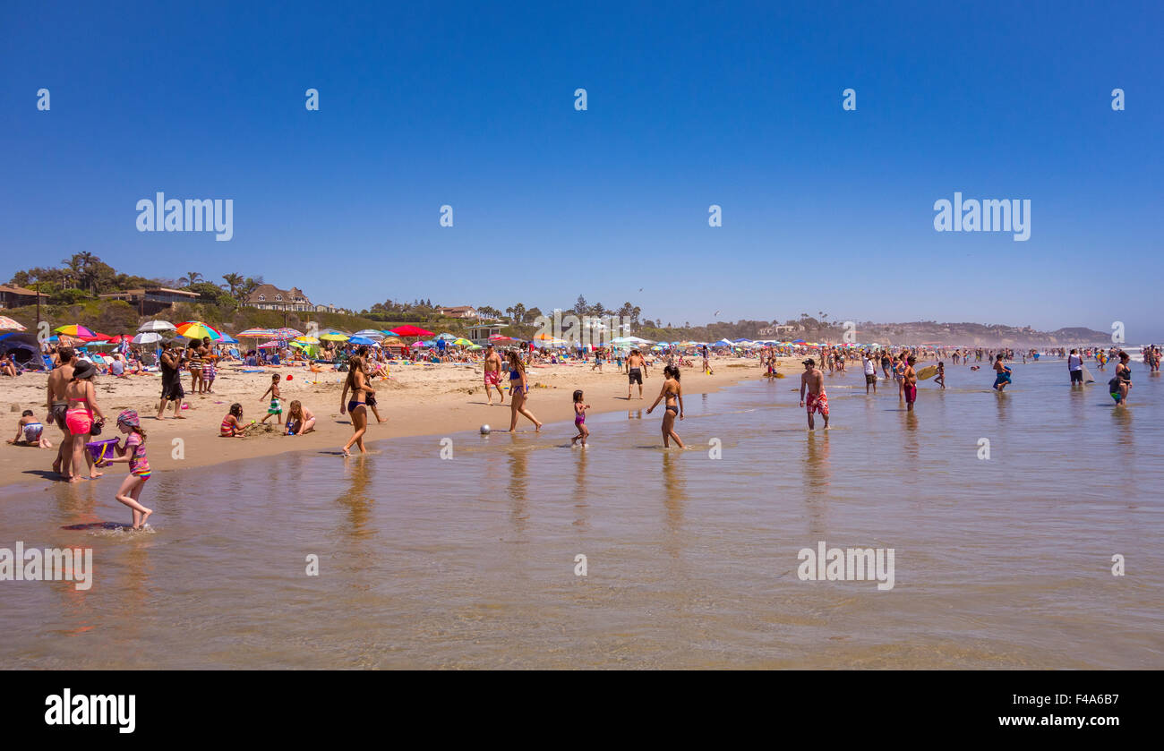 ZUMA BEACH, CALIFORNIA, USA - People on Zuma beach, public beach north ...