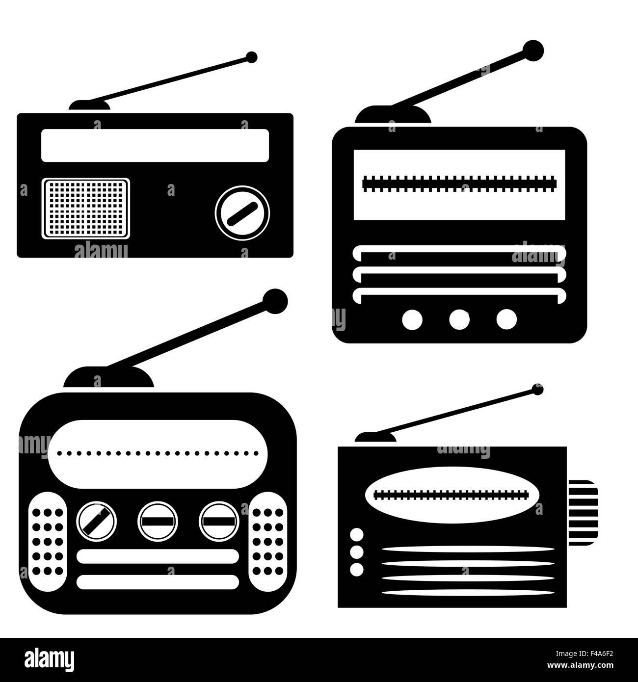 Radio receiver icons set Black and White Stock Photos & Images - Alamy