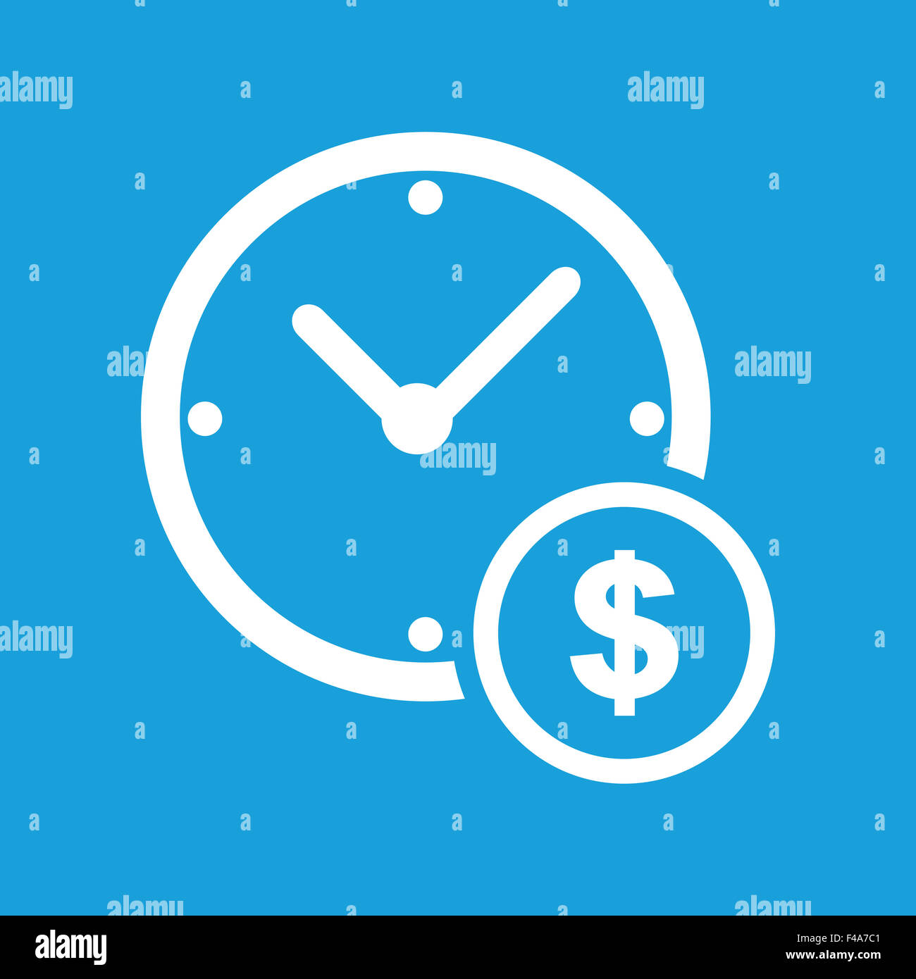 Clock money white icon Stock Photo - Alamy