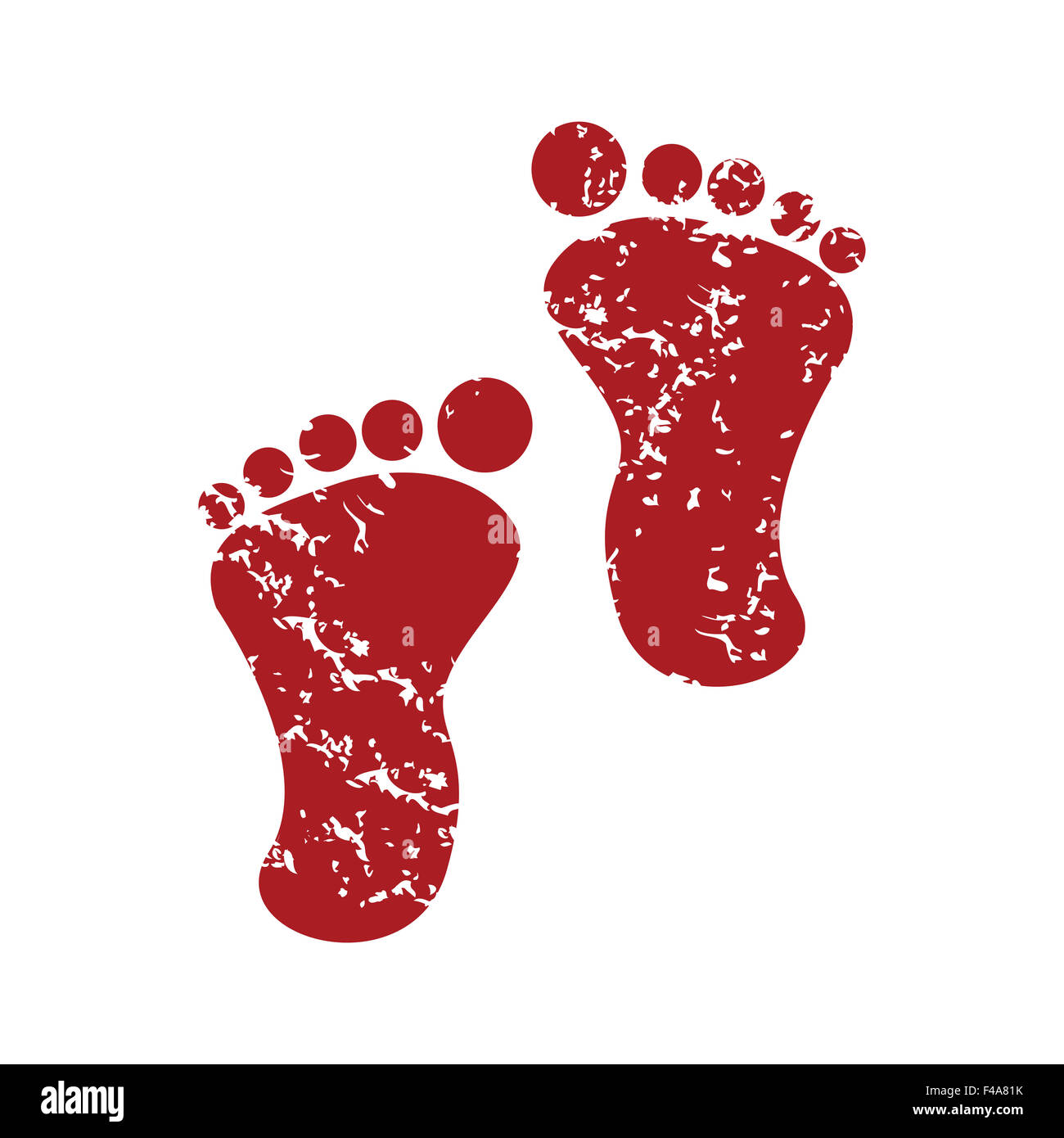 Red grunge foot steps logo Stock Photo - Alamy