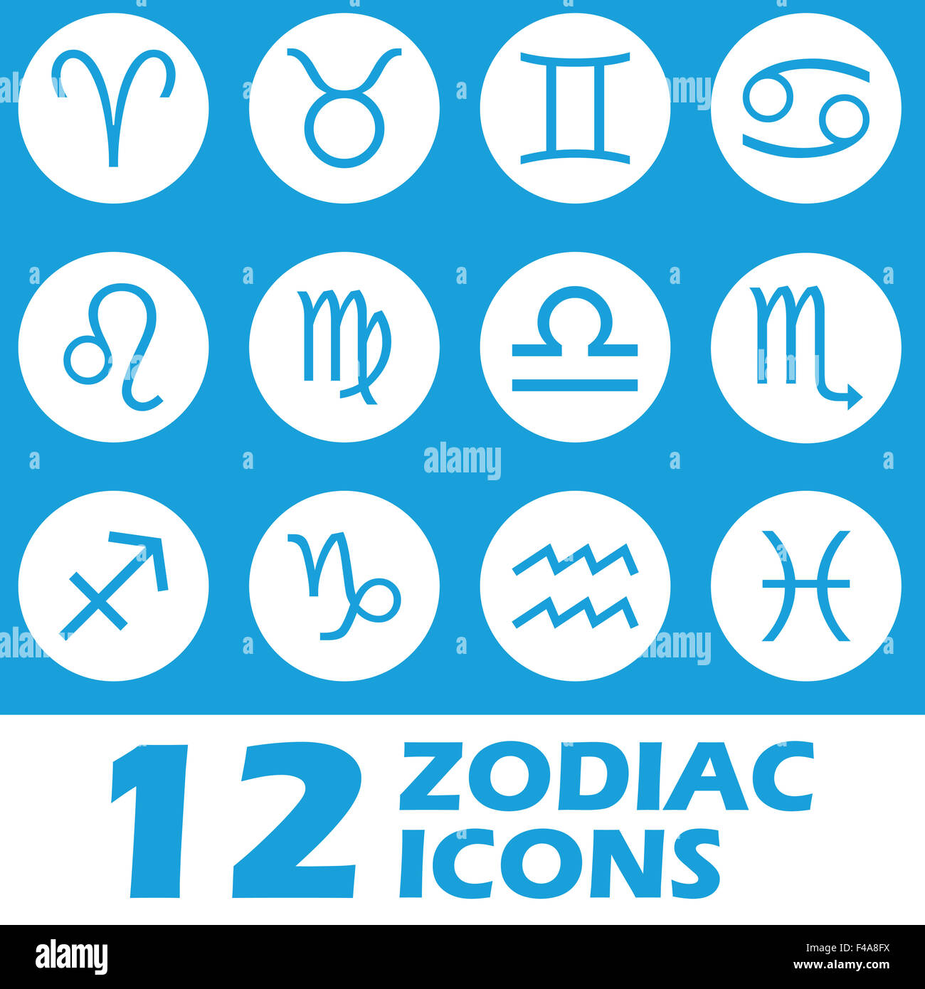 Blue zodiac icons set Stock Photo - Alamy
