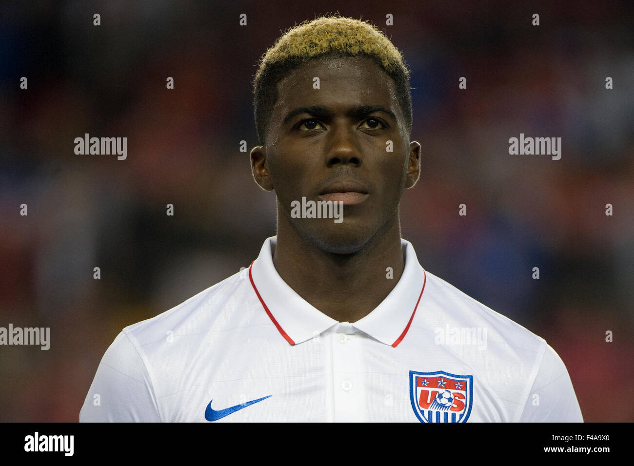 October 13, 2015: USA forward Gyasi Zardes (9) looks on prior to The ...