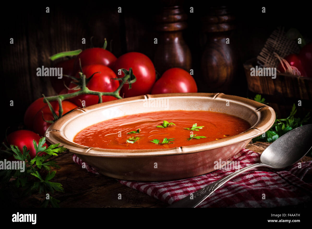 Rustic tomato soup Stock Photo - Alamy