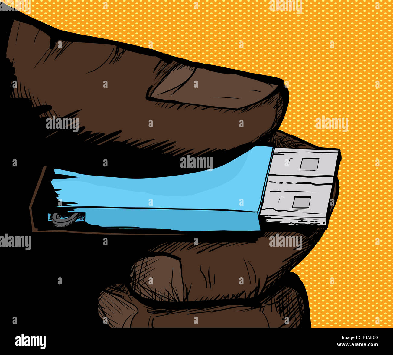 Cartoon illustration of hand holding memory stick Stock Photo - Alamy