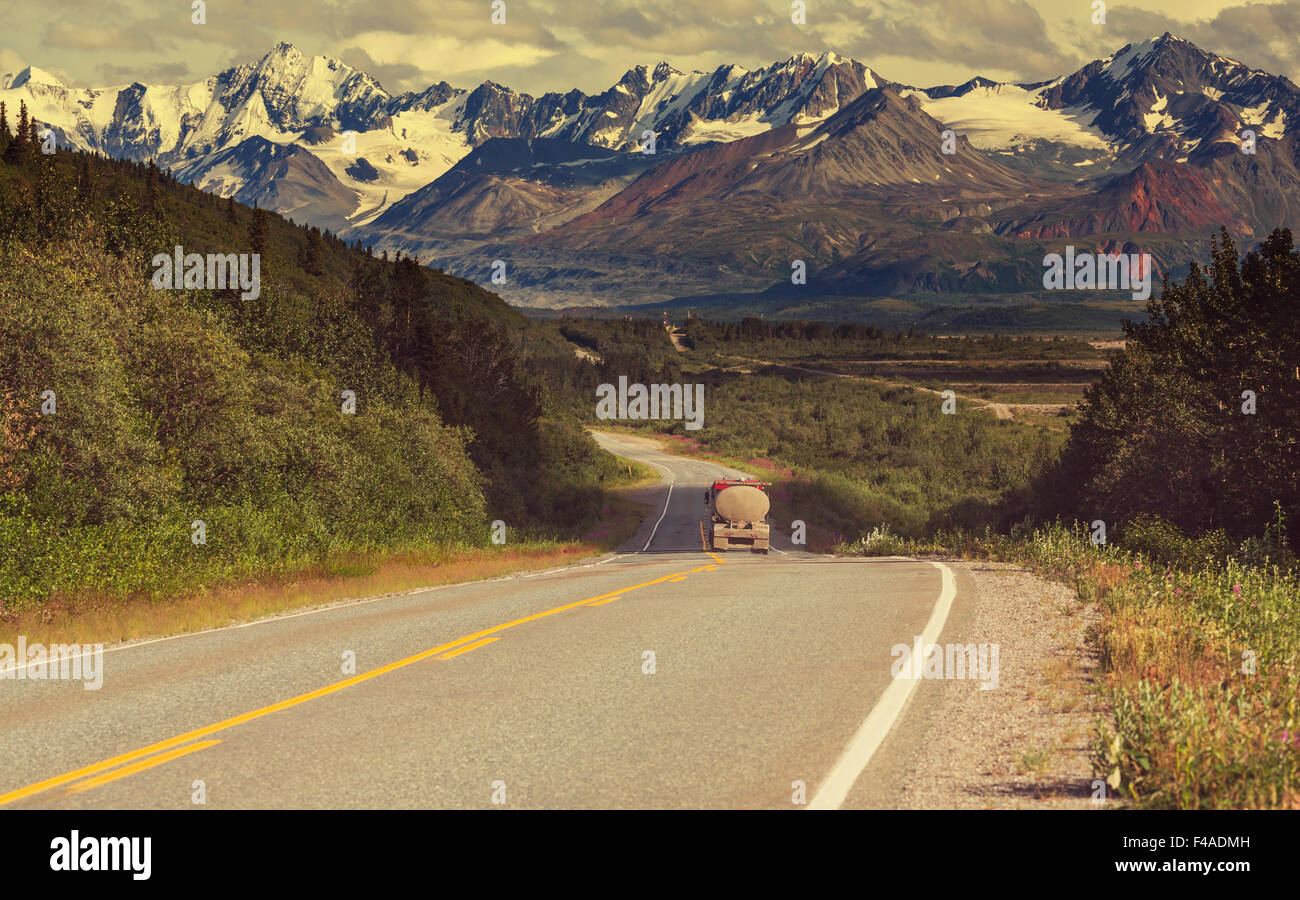 Road on Alaska Stock Photo - Alamy