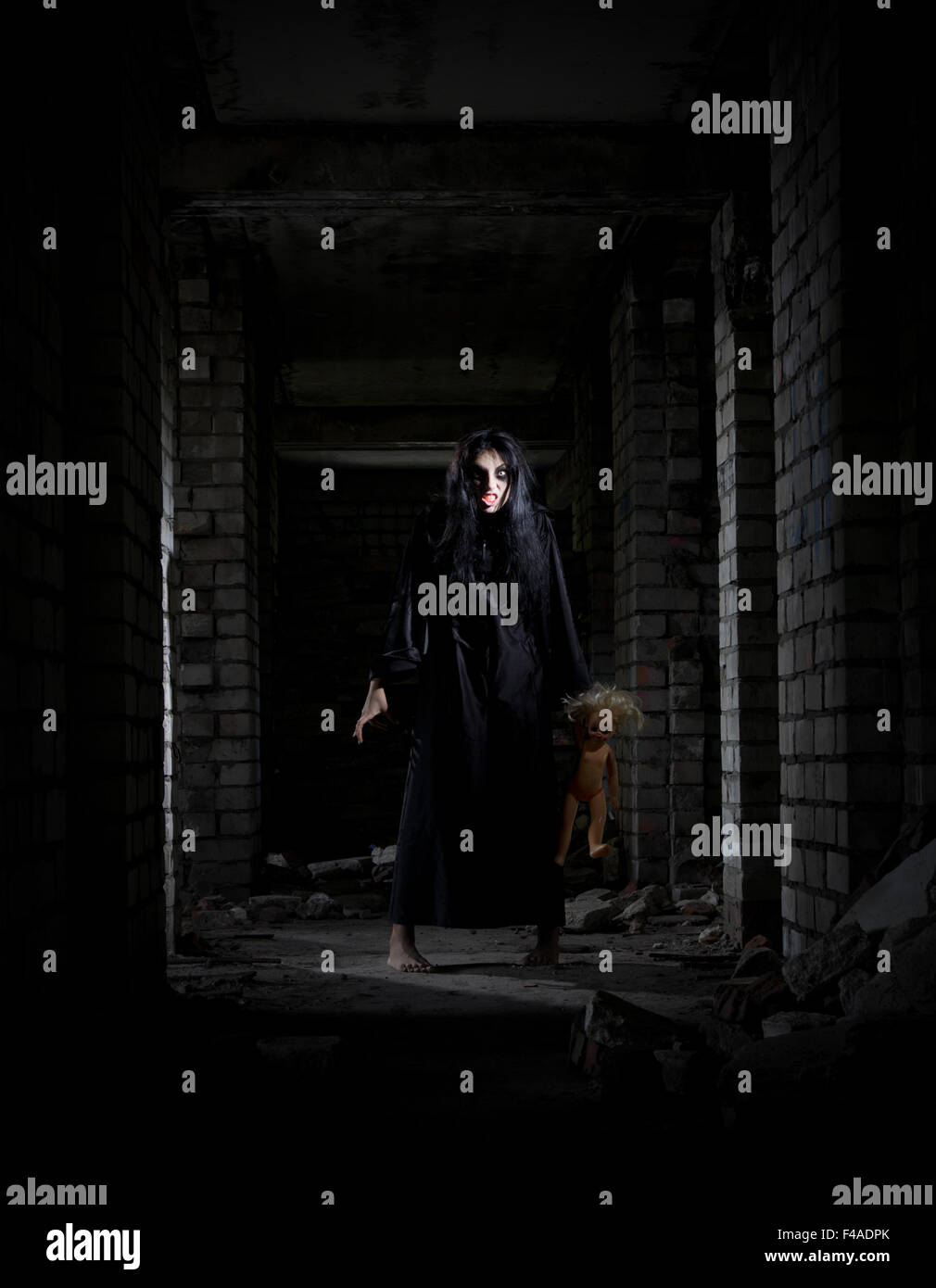 Zombie girl in old house Stock Photo - Alamy