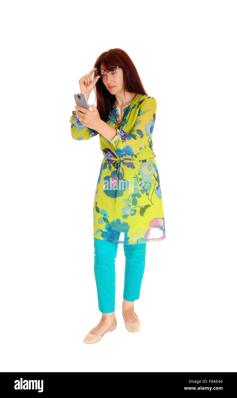 Portrait young female using phone Cut Out Stock Images & Pictures - Alamy