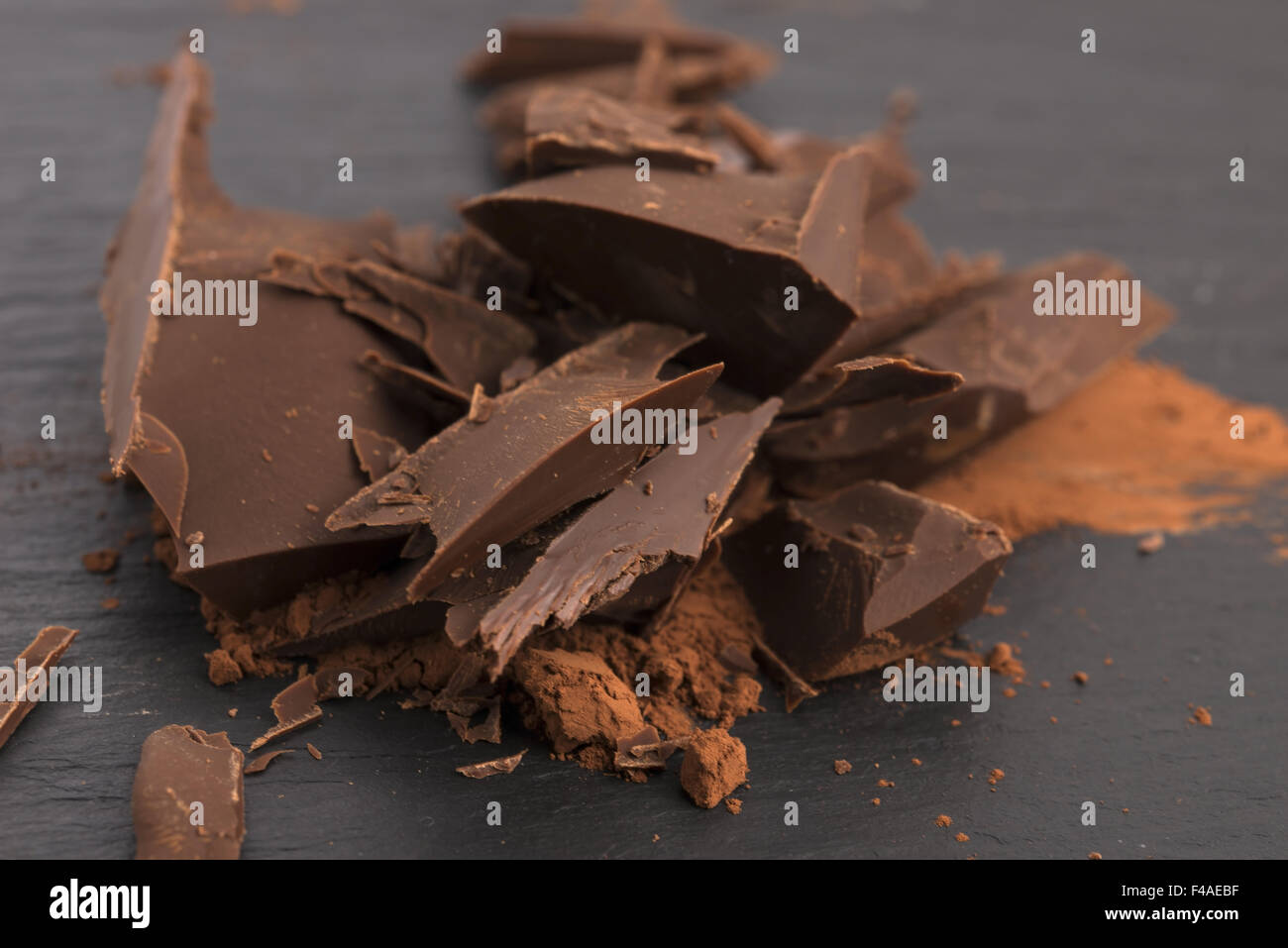 Chopped chocolate with cacao Stock Photo - Alamy