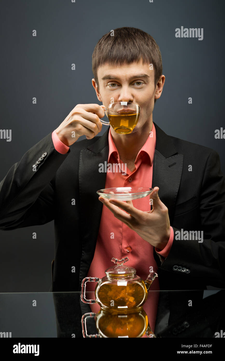 man with tea Stock Photo - Alamy