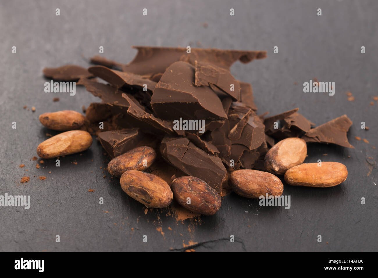 Chopped chocolate with cacao Stock Photo - Alamy