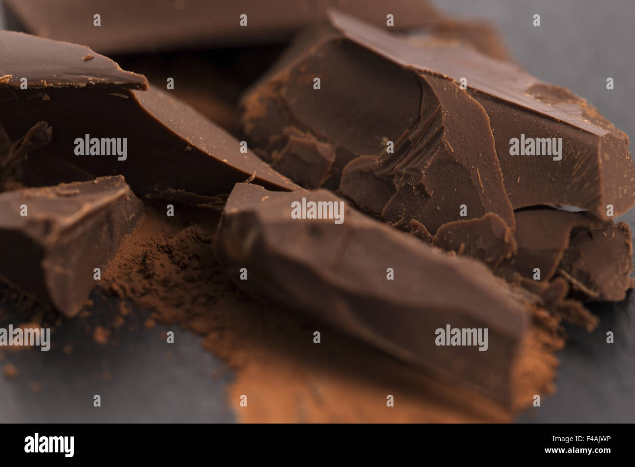 Chopped chocolate with cacao Stock Photo - Alamy