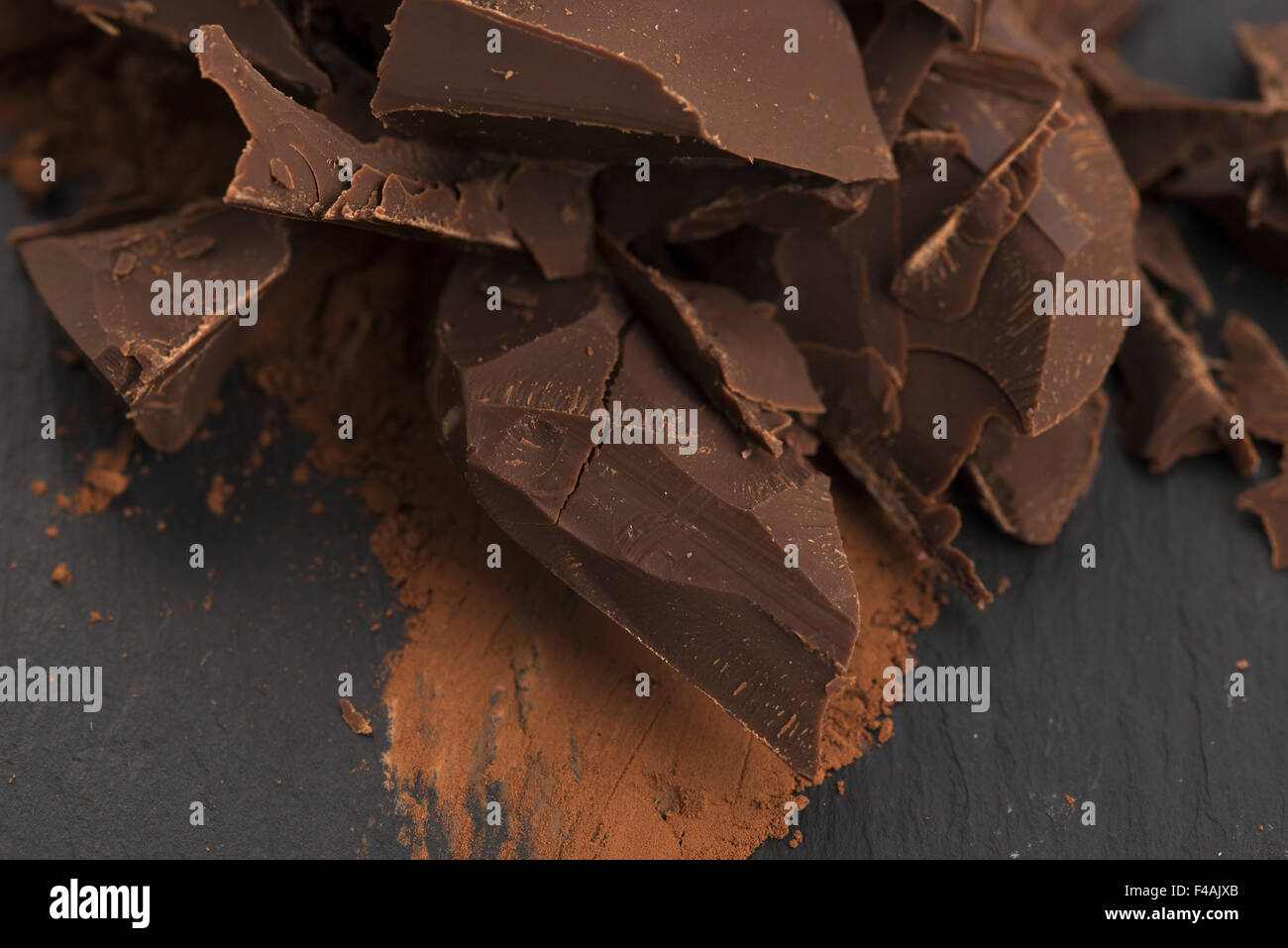 Chopped chocolate with cacao Stock Photo - Alamy