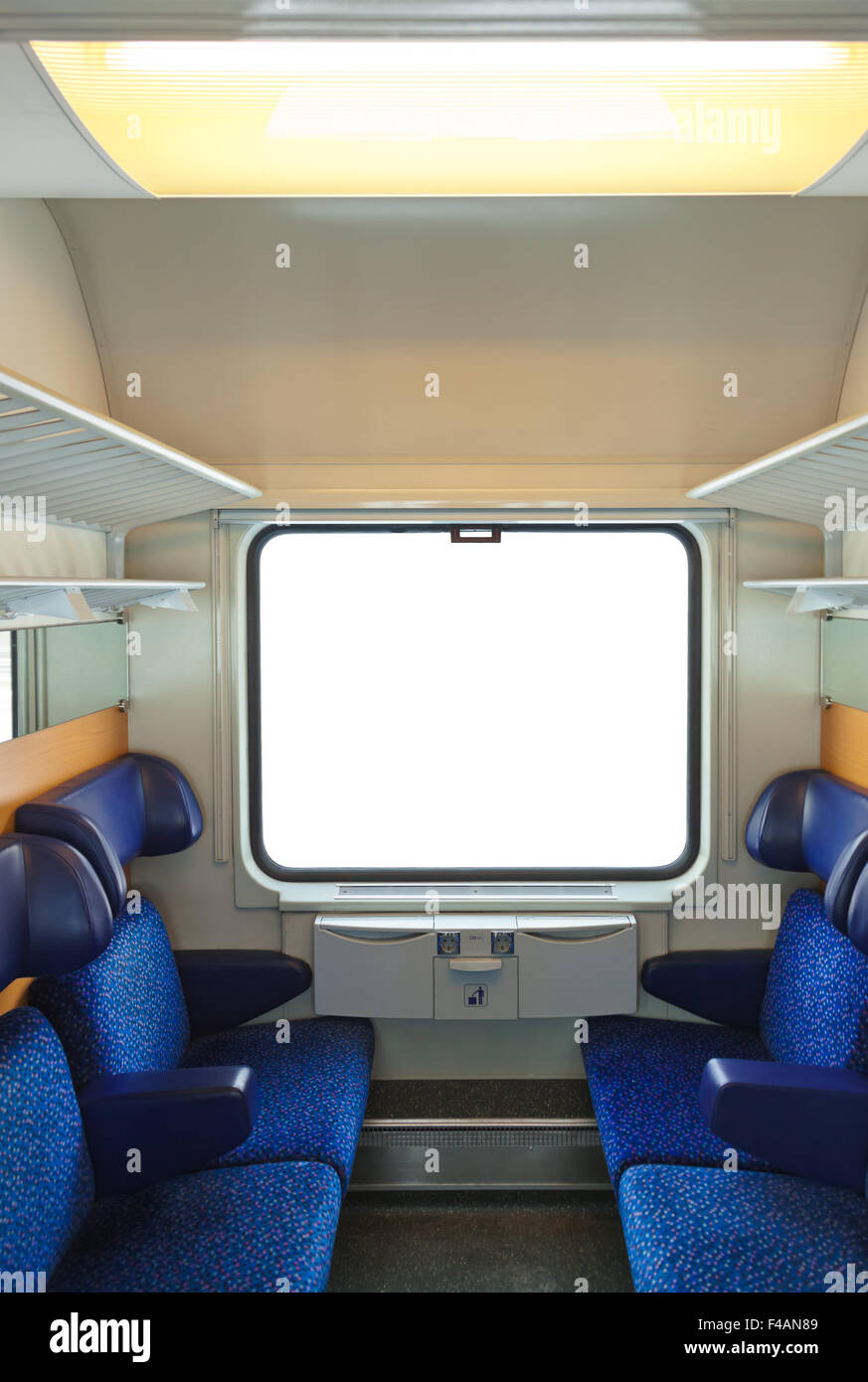Interior of train and blank window Stock Photo - Alamy