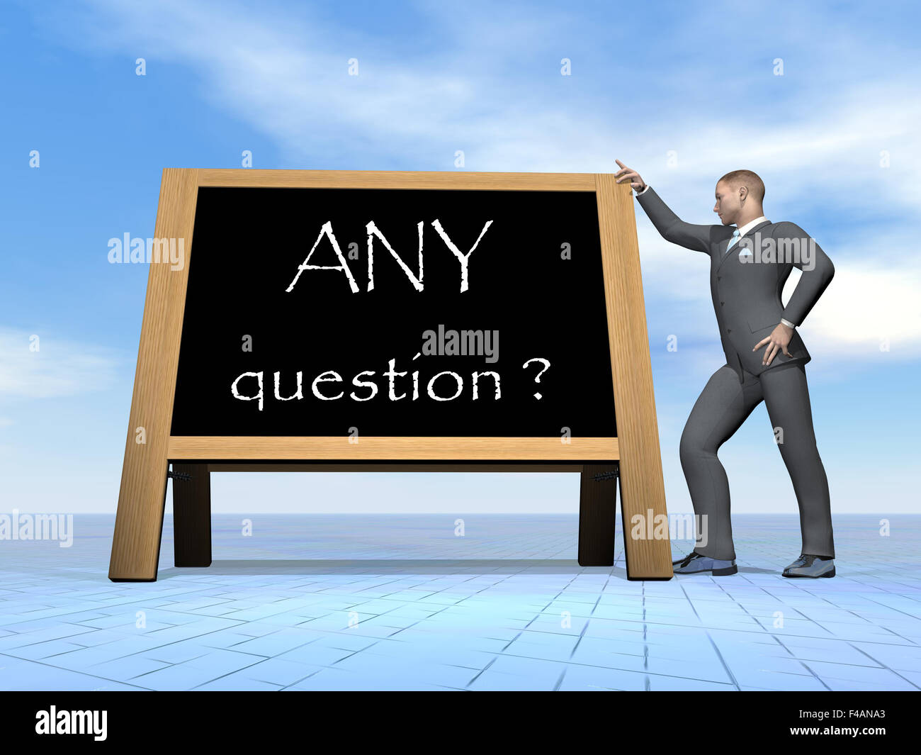 Businessman questions - 3D render Stock Photo - Alamy