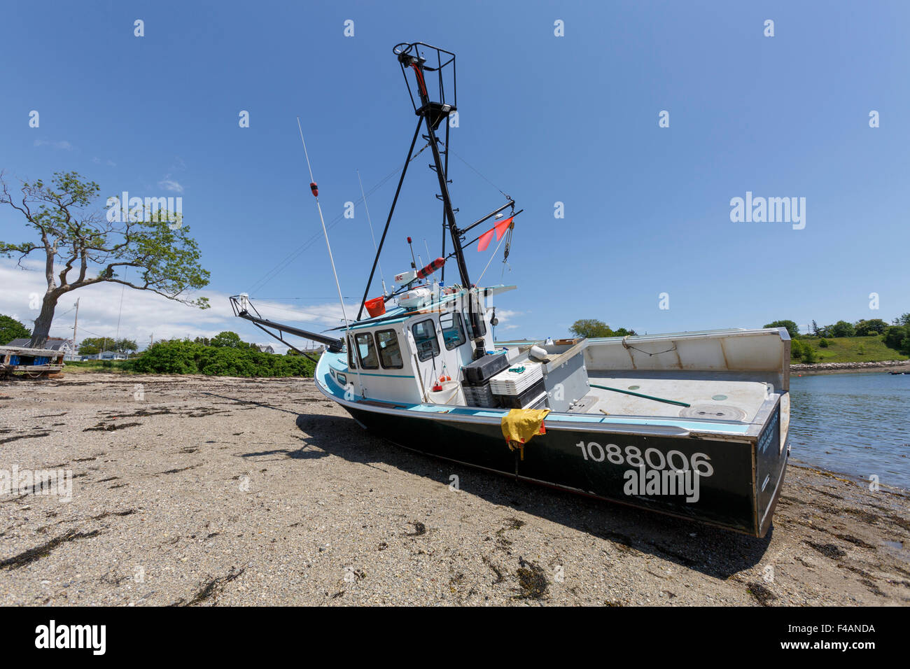 Beached fishing boat in Mackerel Cove Maine USA Stock Photo - Alamy