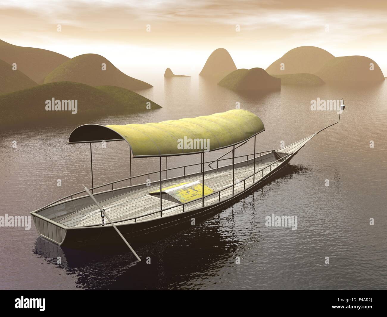 River boat - 3D render Stock Photo - Alamy