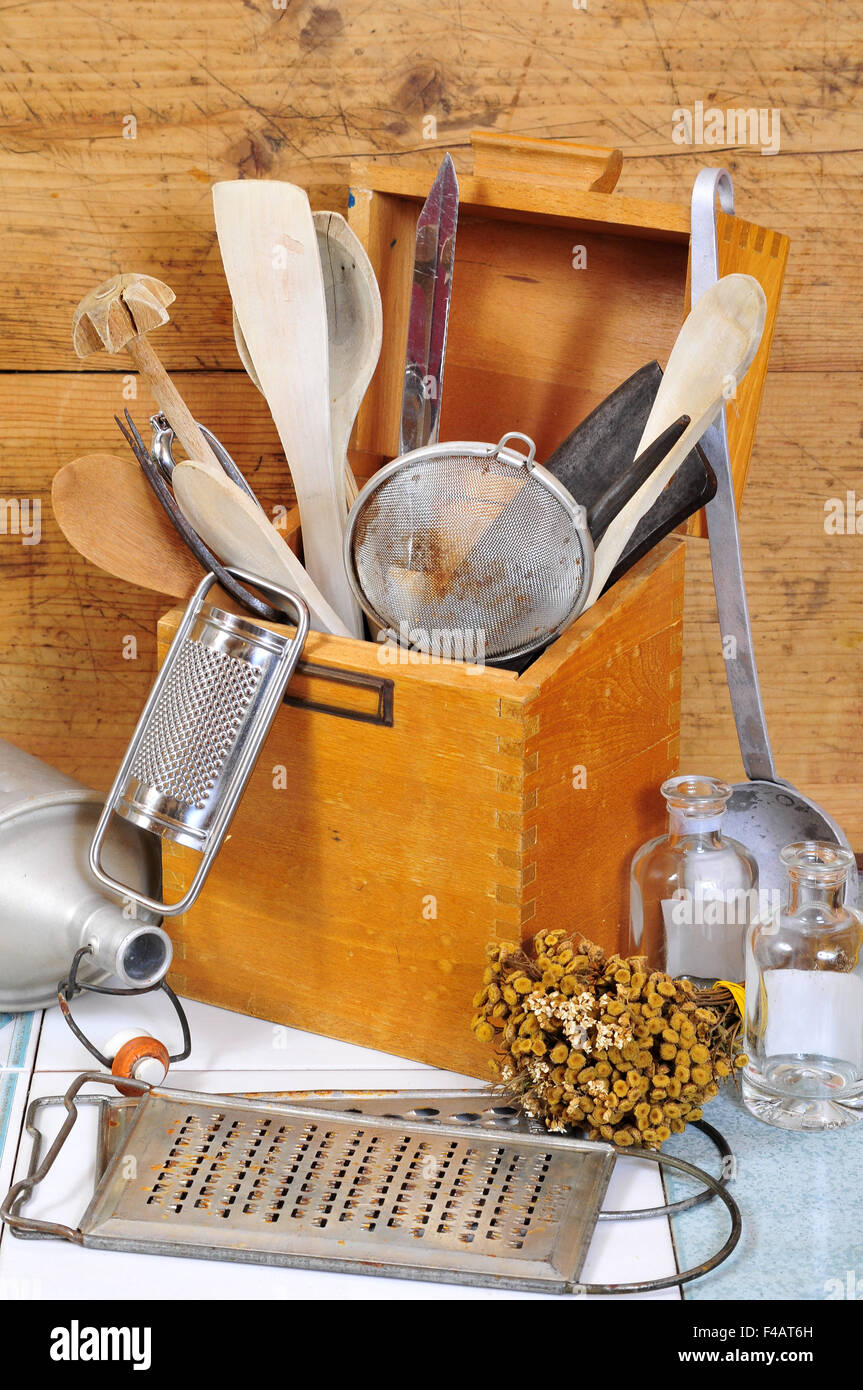 Old rustic wood country kitchen Stock Photo - Alamy