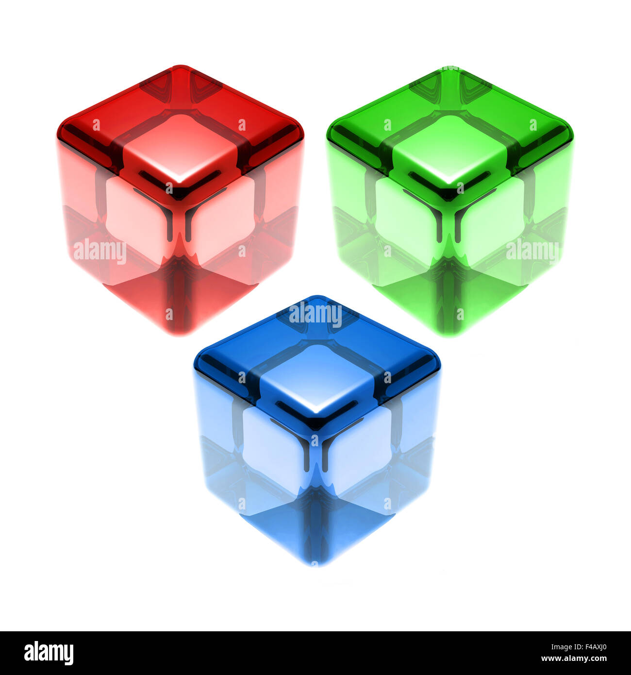 red green blue glass cubes isolated Stock Photo - Alamy