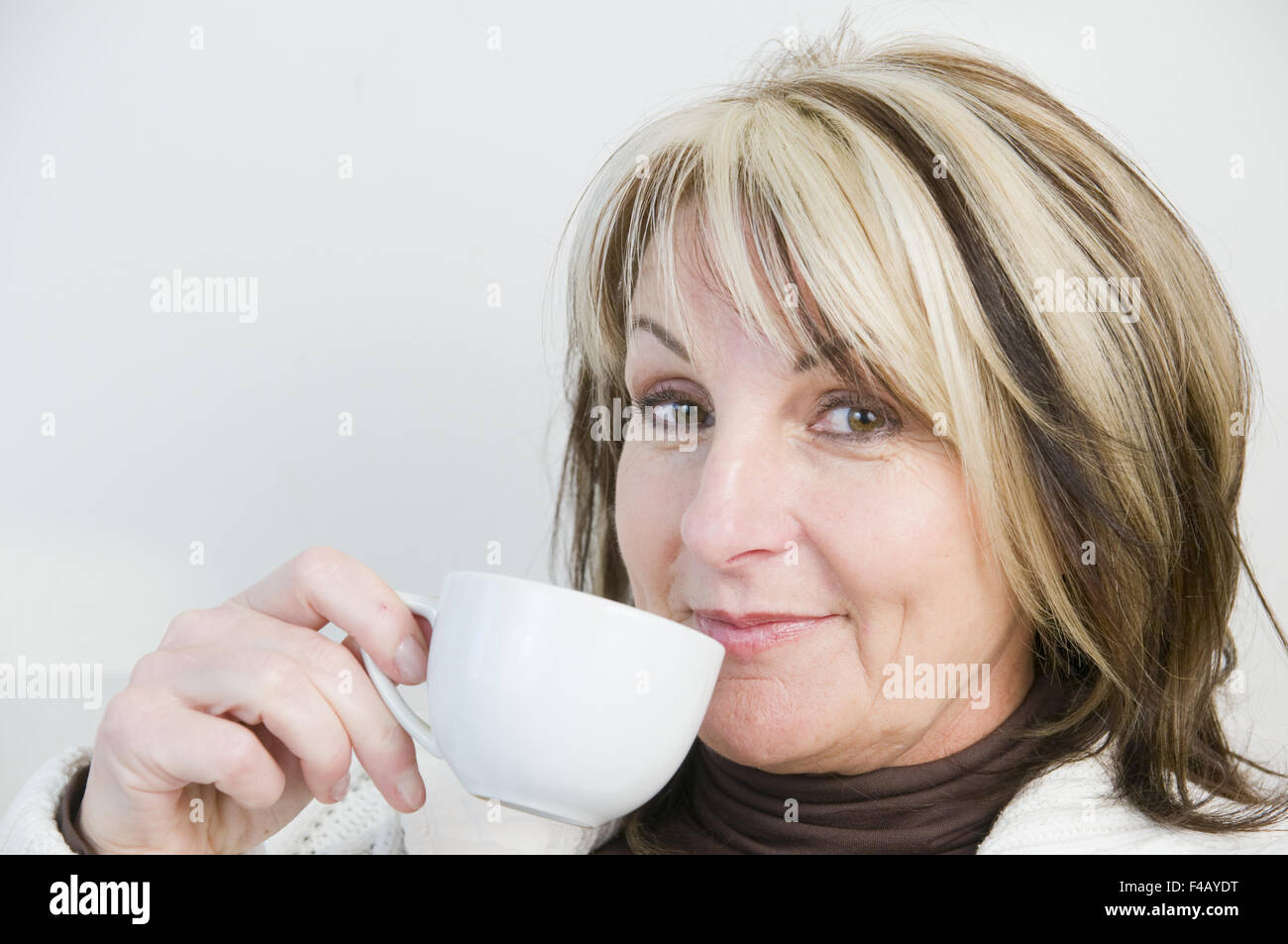 be happy with coffee Stock Photo - Alamy