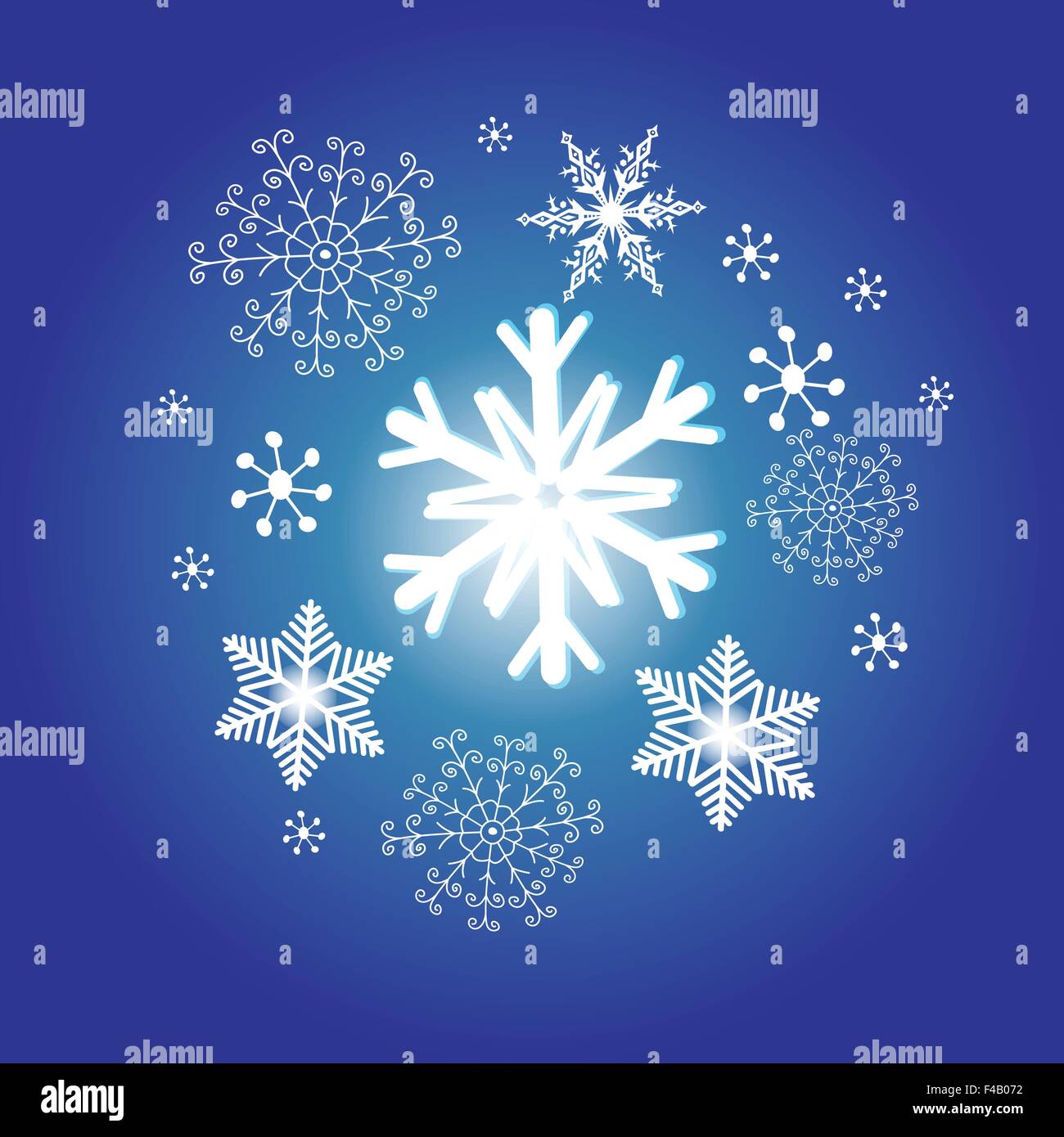 bright winter abstract background with snowflakes and greetings Stock ...