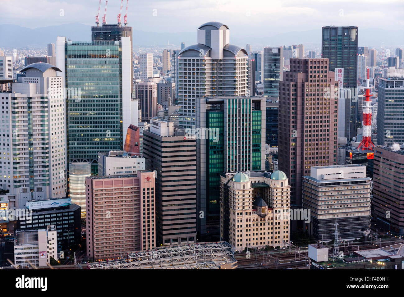 Japan. View from the Umeda Sky Building of the commercial district of ...
