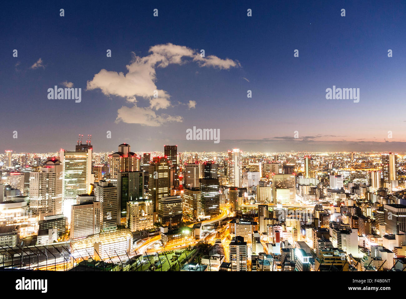 Japan. View from the Umeda Sky Building of the commercial district of ...